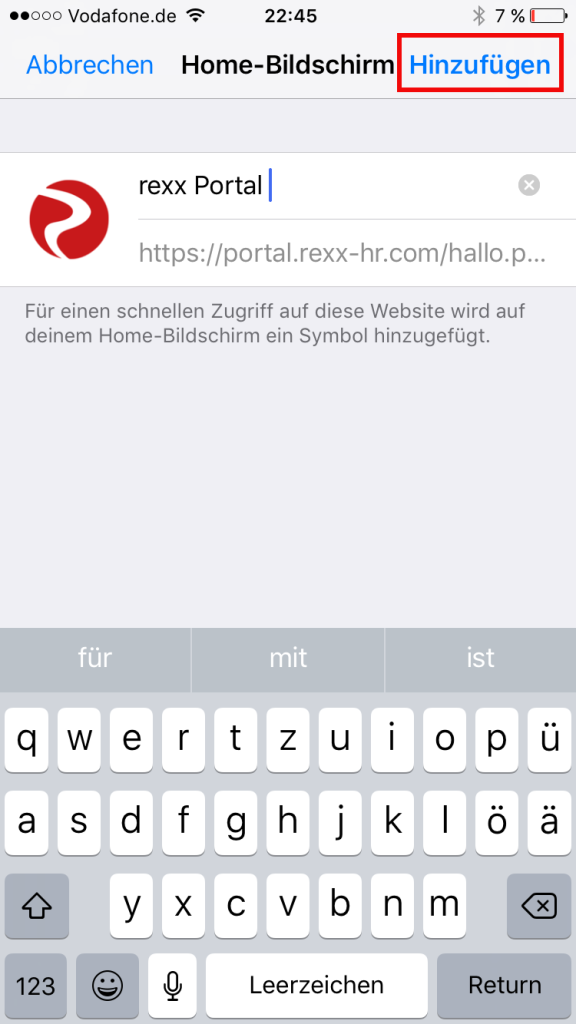 Rexx HR als App für iOs oder Android